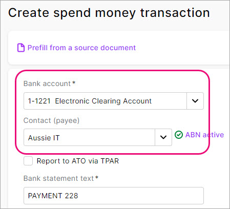 Matching a bank feed to multiple transactions
