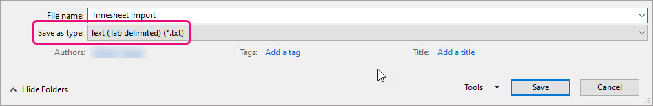 Importing timesheets