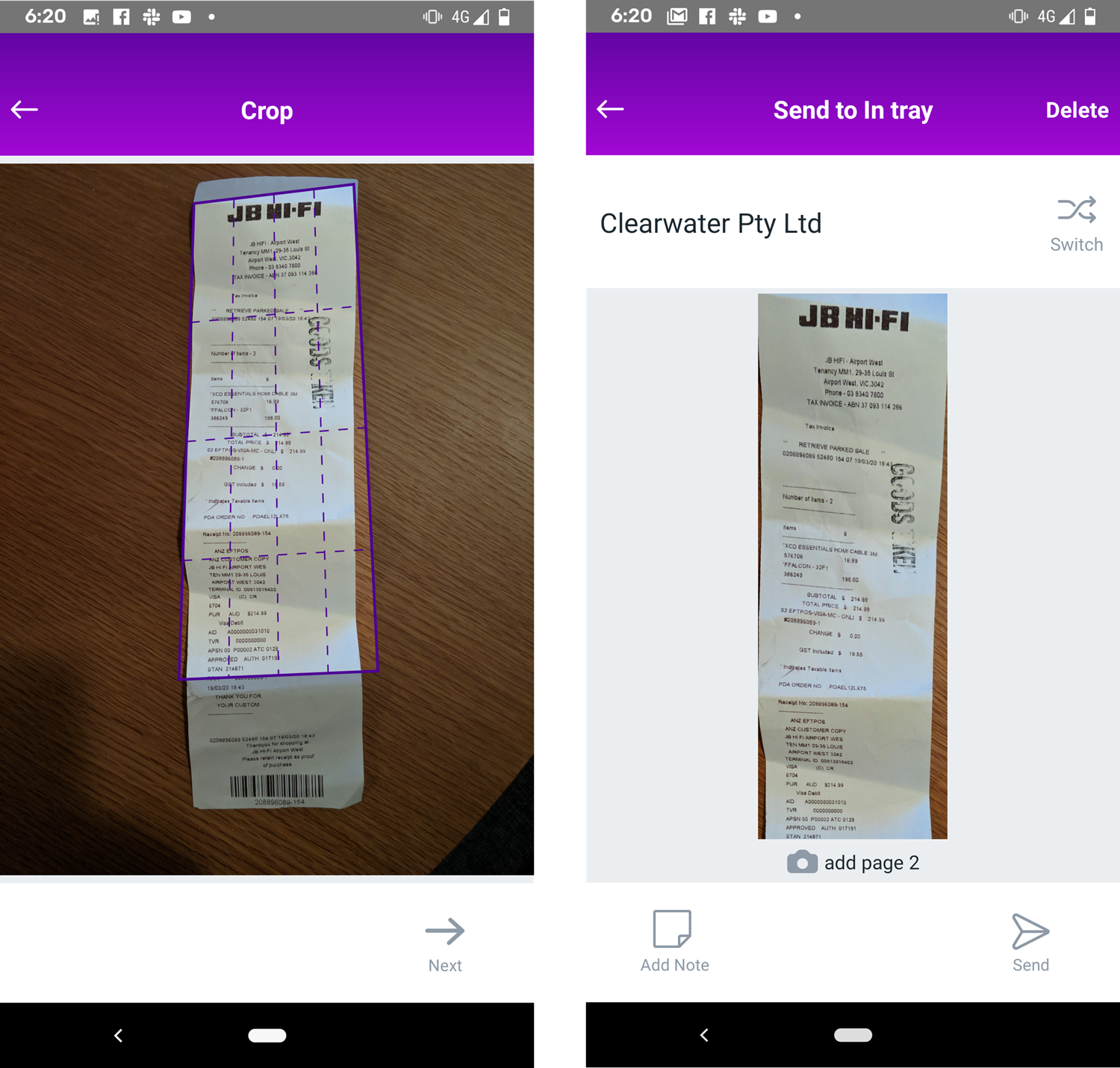 Using the MYOB Capture app