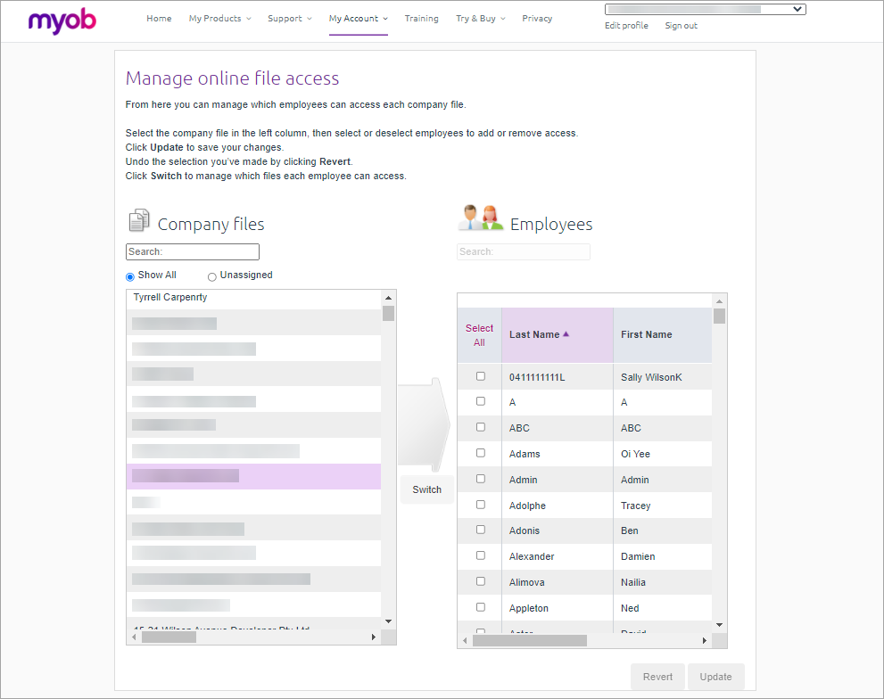 Requesting access to a client file