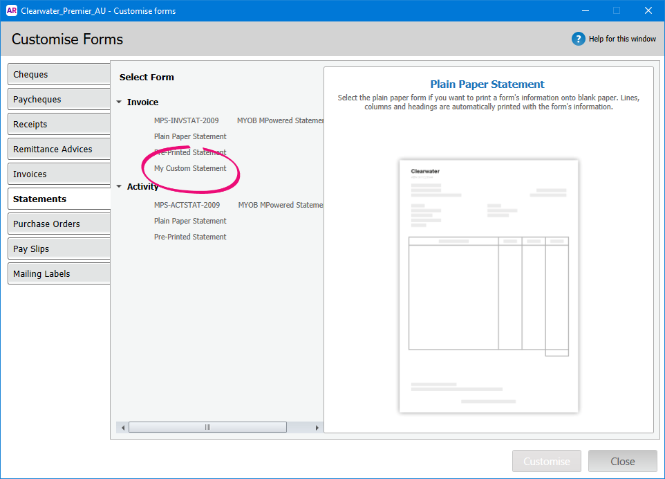 Personalising statements