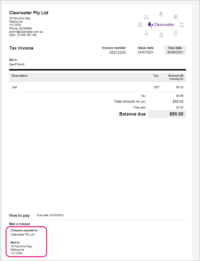 Changing your postal address on invoices after upgrading