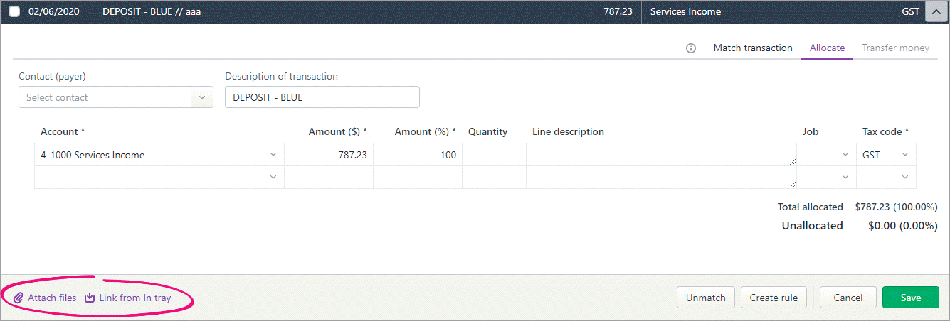 Attaching documents to bank transactions