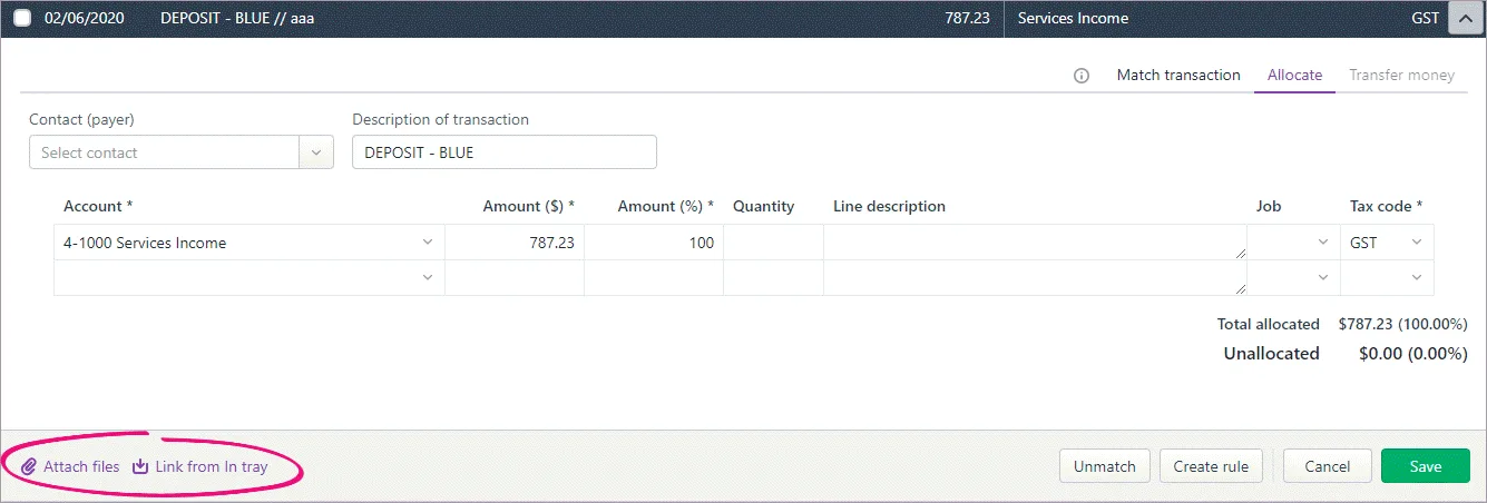 Attaching documents to bank transactions