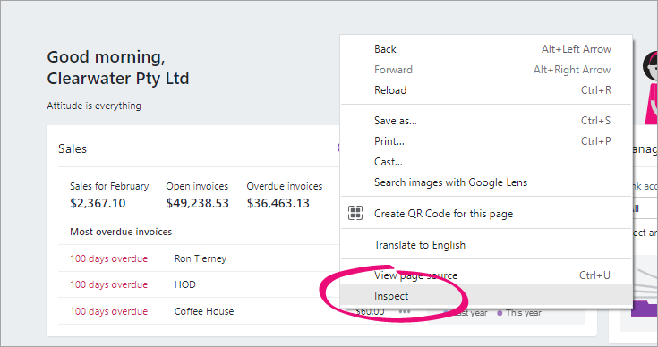 Collecting error information for MYOB Support