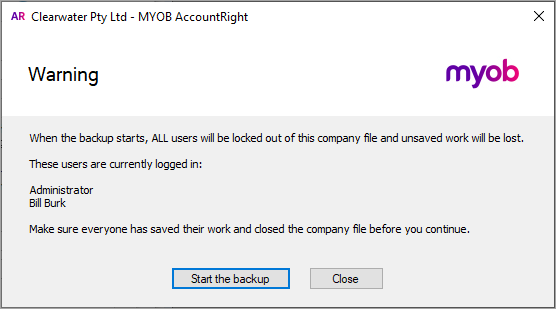 Back up your company file