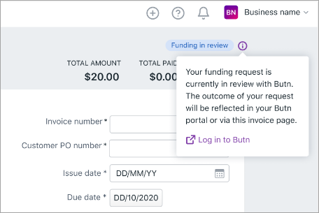 Get invoice financing with Butn