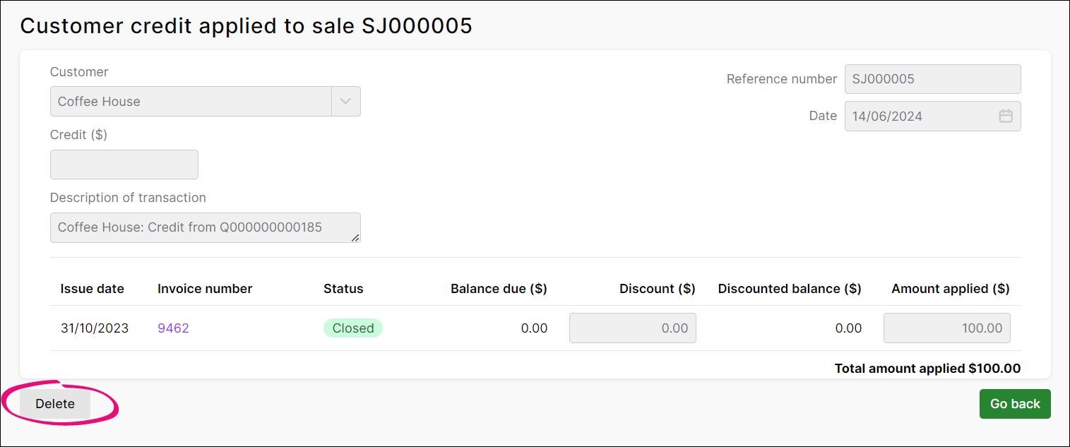Settling customer credits
