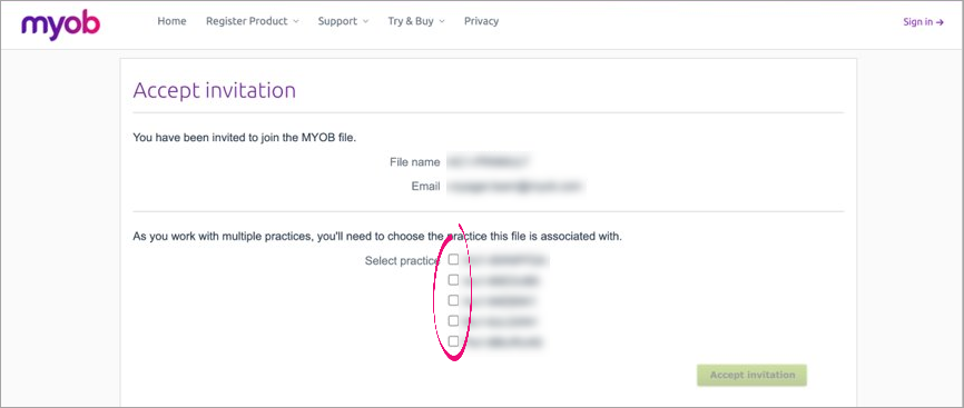 Accepting an invitation to a client file