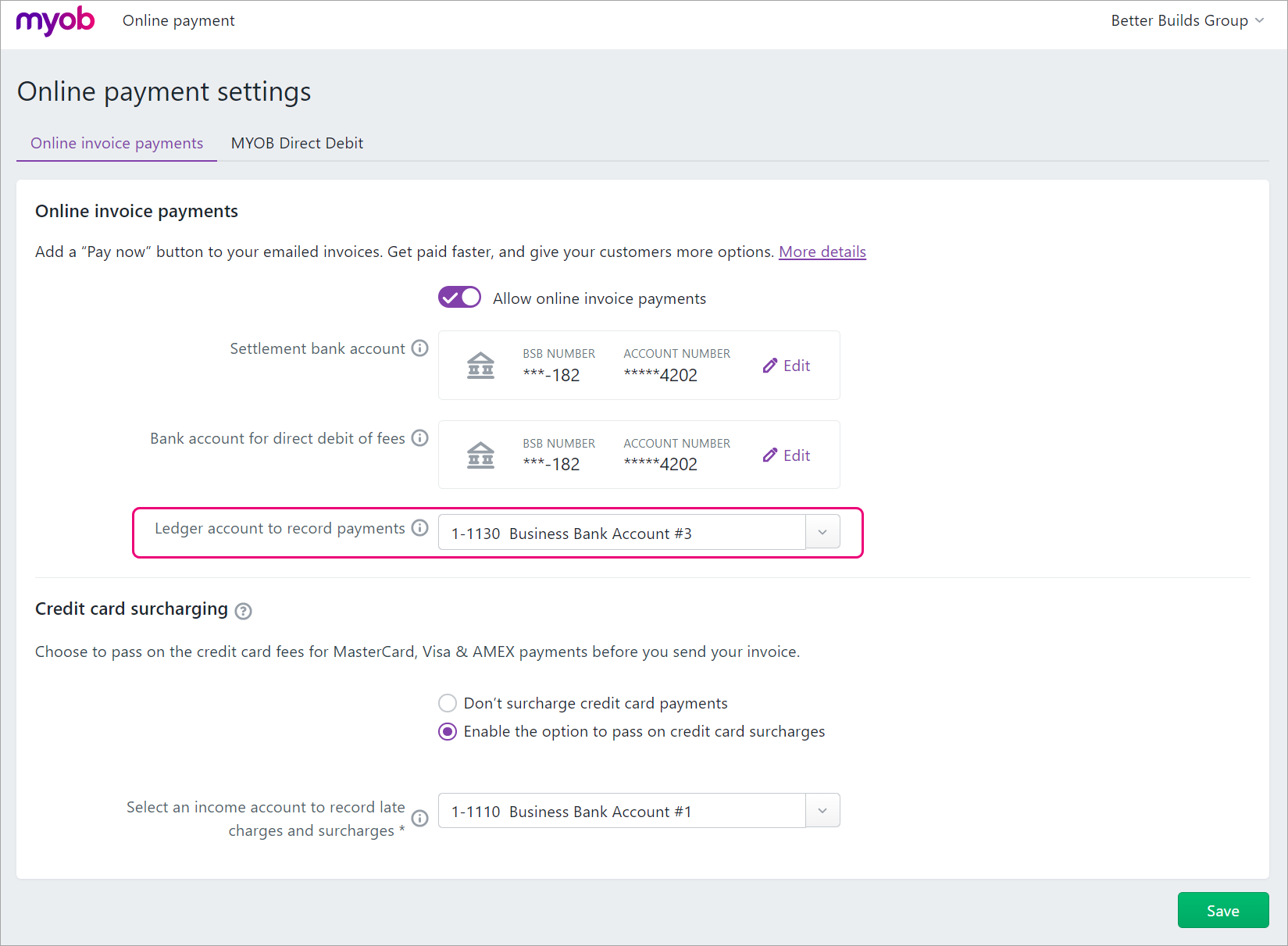 Online invoice payments