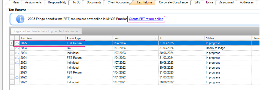 Adding an FBT return