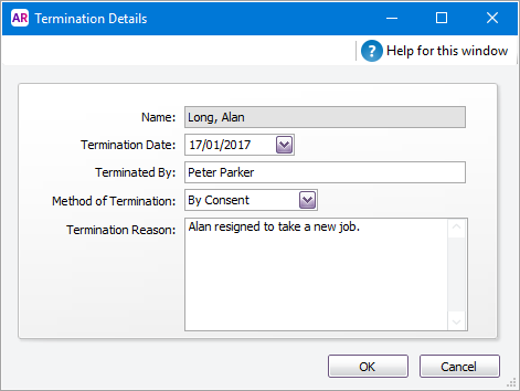 6. Enter termination details