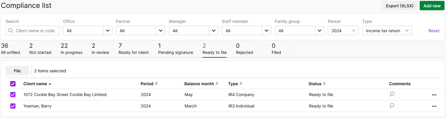 Filing a tax return