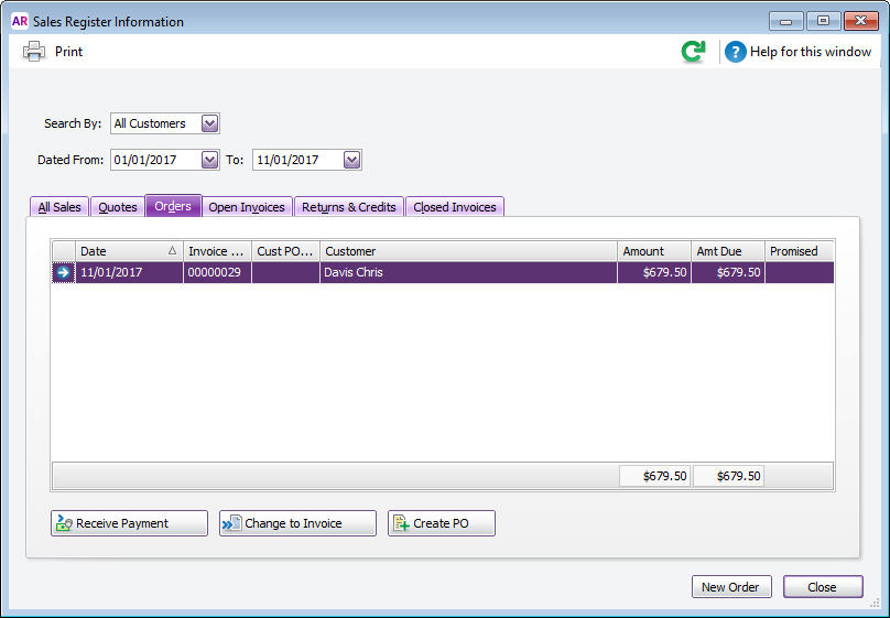 Creating a purchase order from a sale