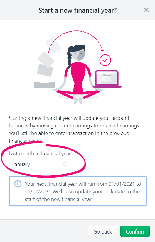 Changing the last month of your financial year
