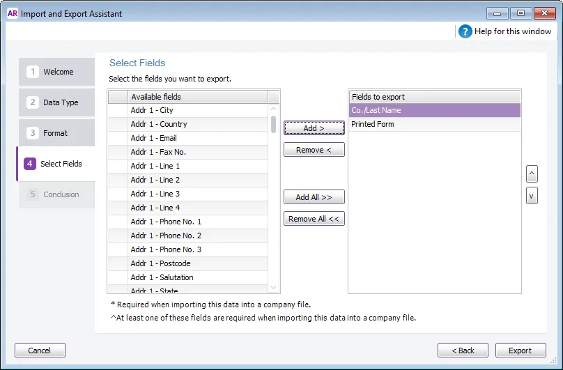 Exporting customer or supplier details Exporting customer or supplier details