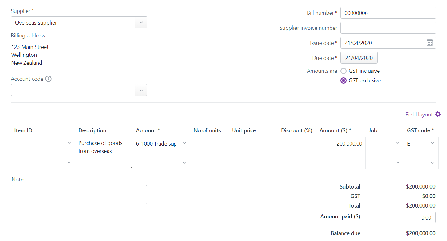 Recording overseas purchases and import costs