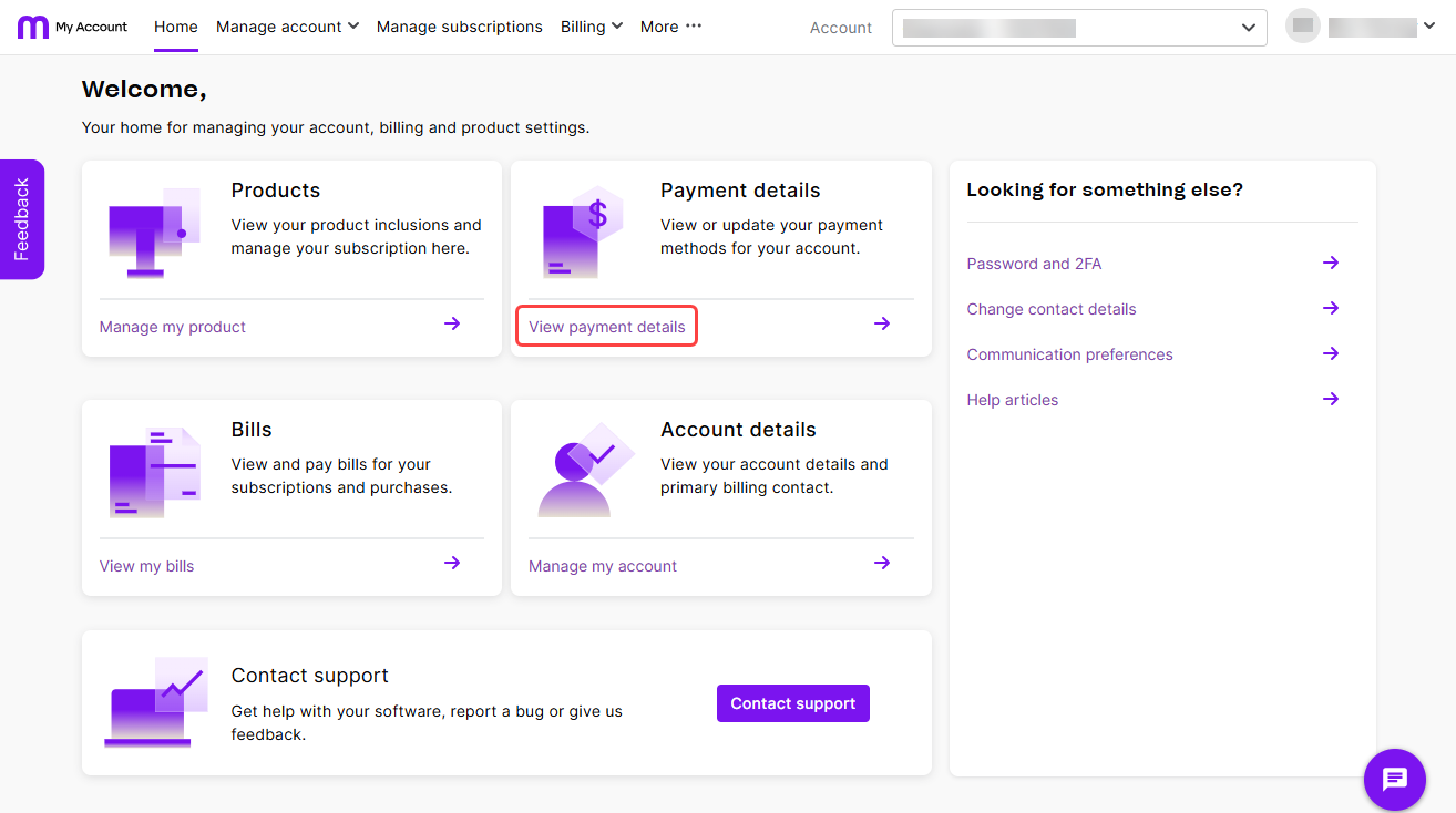 Managing your MYOB subscription in My Account