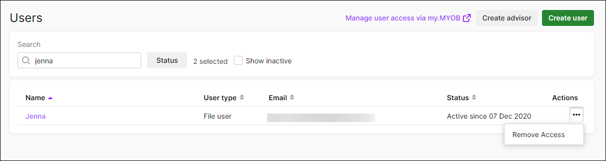 Edit and delete users