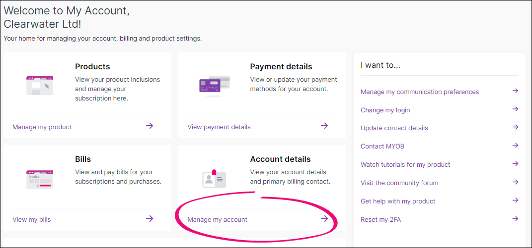 Accessing account details in My Account