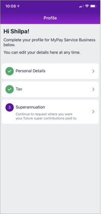 Using the MYOB Team mobile app