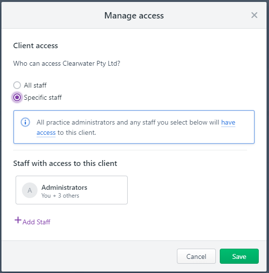 Restricting user access to clients