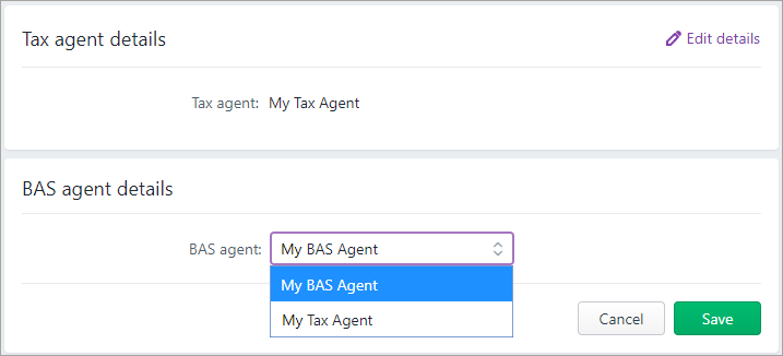 Link a tax/BAS agent to a client