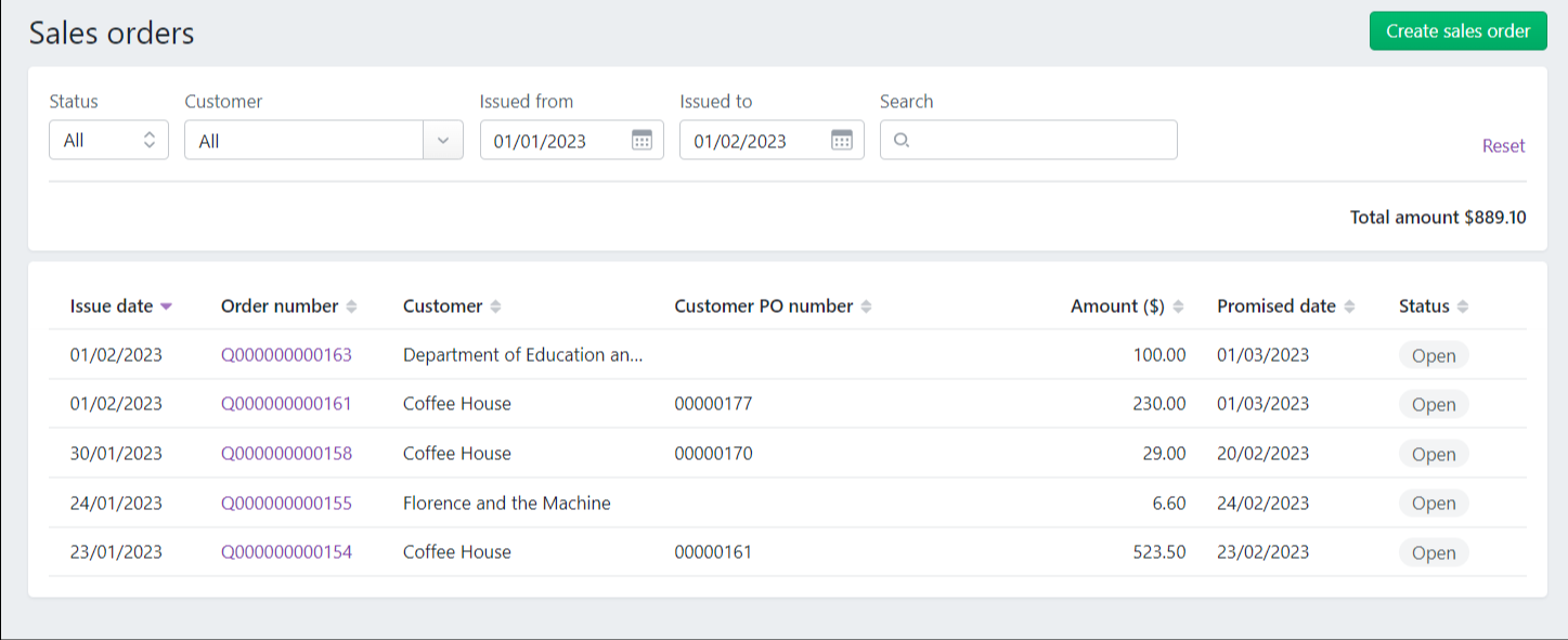 Creating sales orders