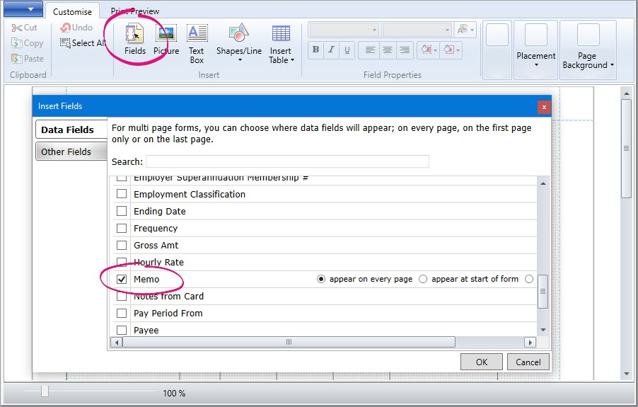 Personalising pay slips