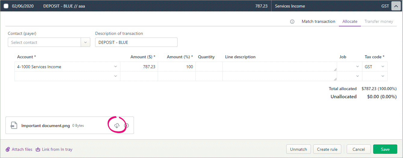 Attaching documents to bank transactions