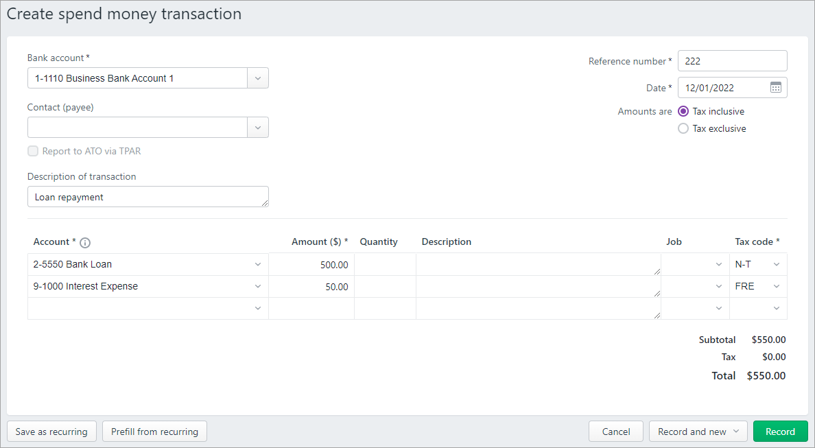 Loans and repayments