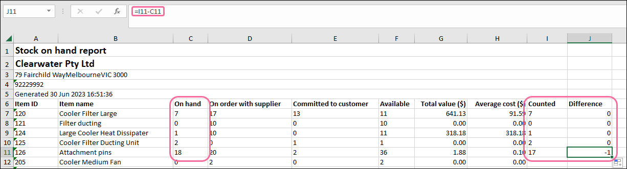 Recording stocktakes