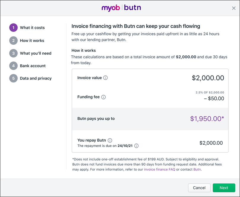 Get invoice financing with Butn