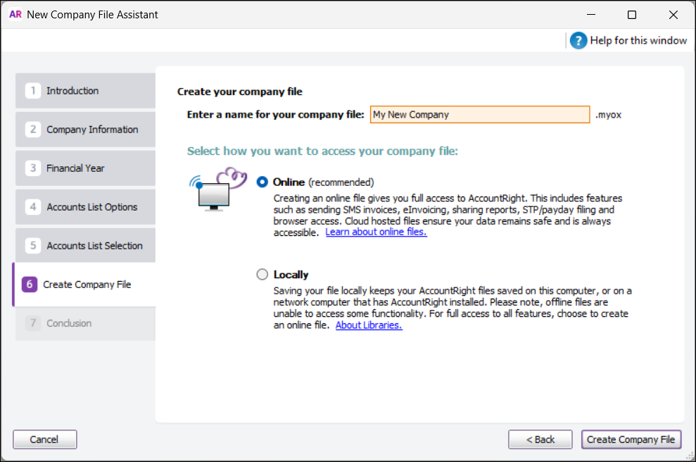 Create a company file