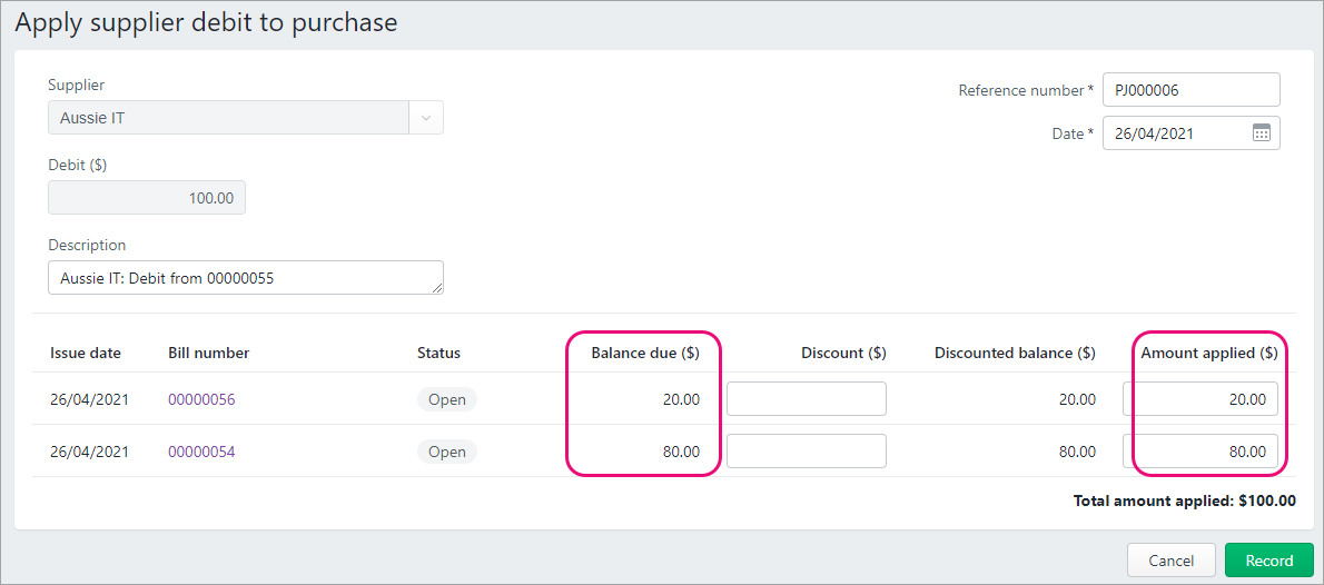 Supplier deposits on purchase orders