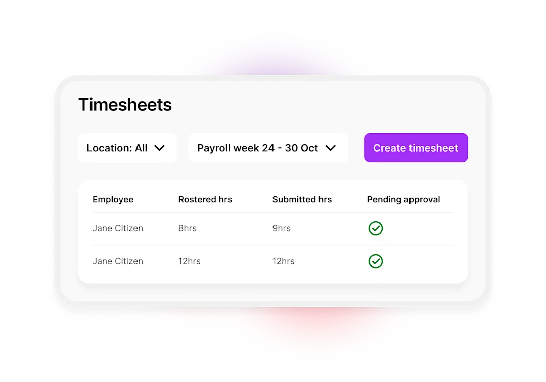 Timesheet and Rostering Software - Easy Pay Runs, Every Time