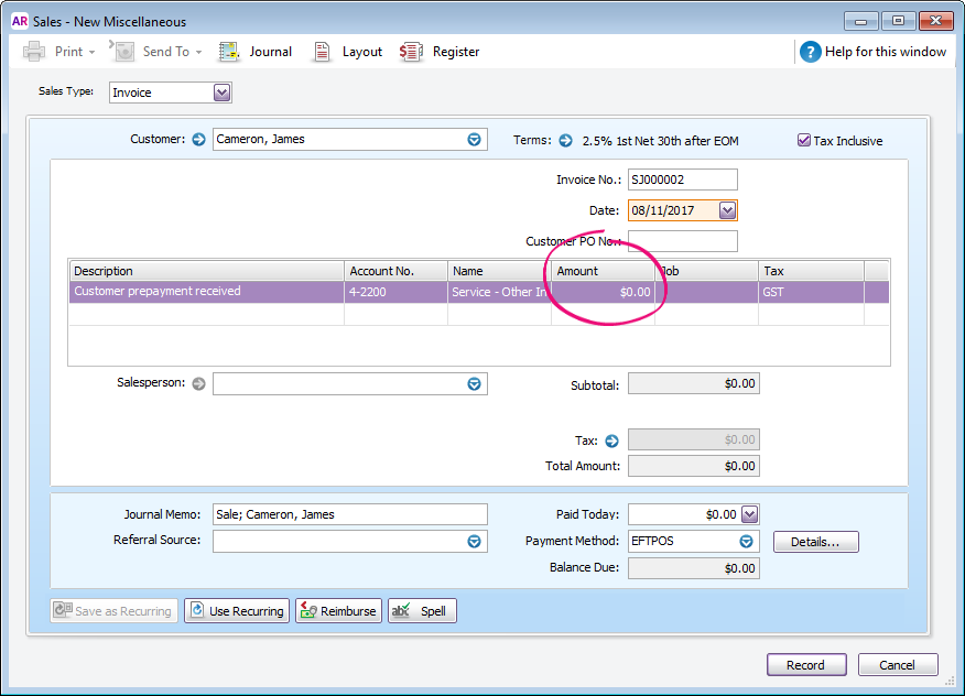 Customer prepayments