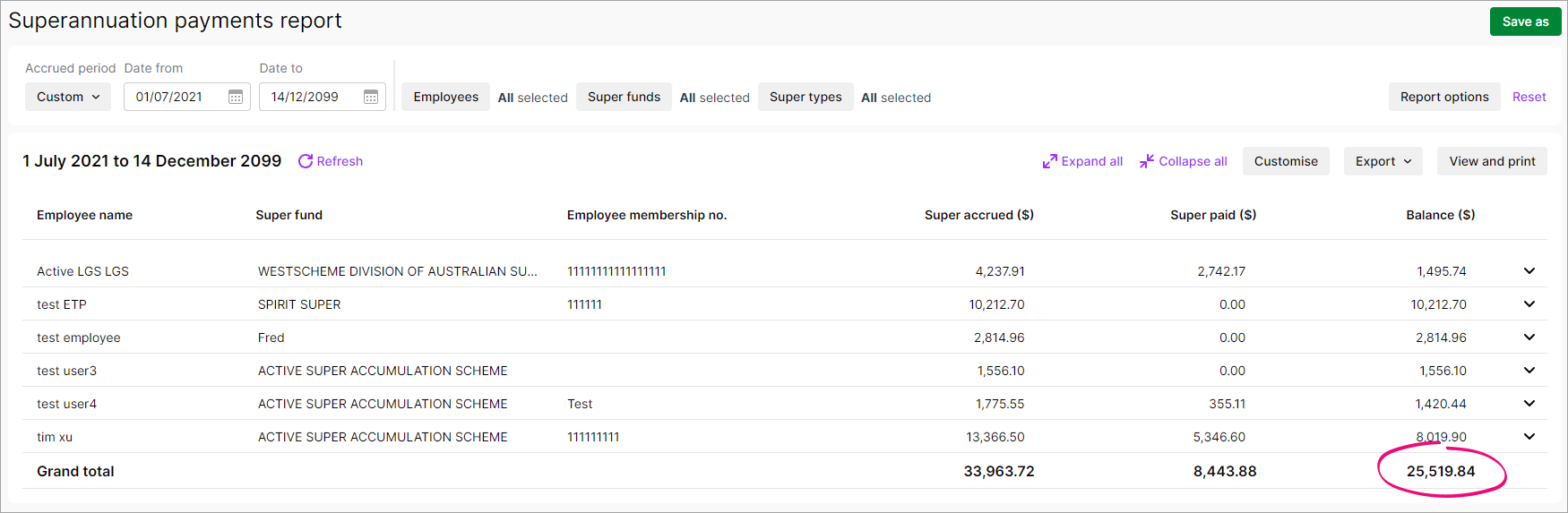 Checking how much super is payable
