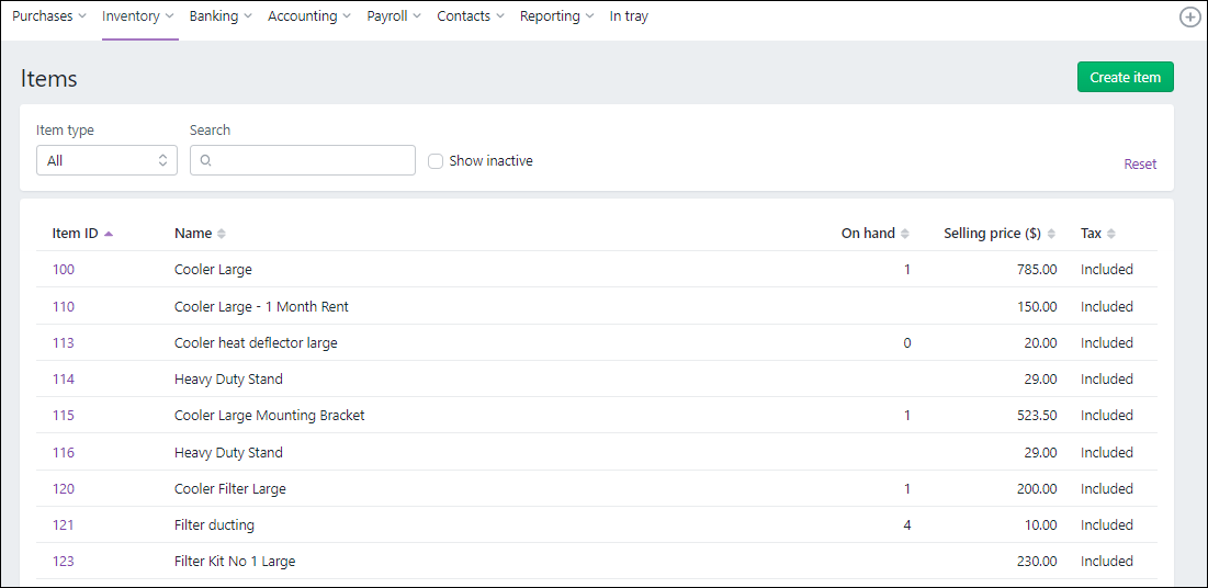 Entering opening inventory balances