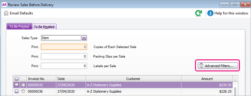 Set the default forms to use when emailing or printing