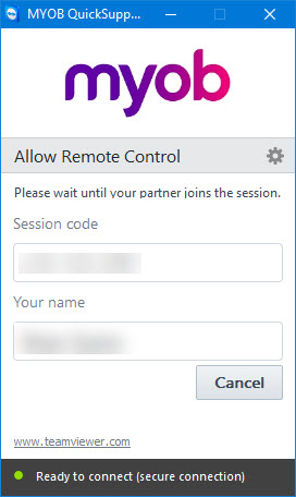 Using TeamViewer for MYOB remote access