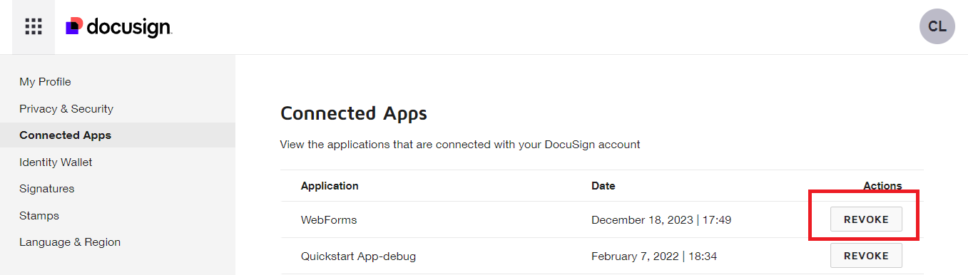 Obtain and revoke consent | Docusign