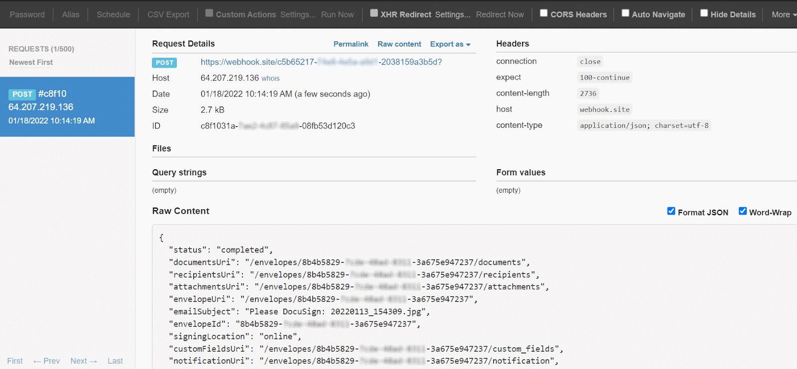 Create a custom configuration and trigger a test event | Docusign