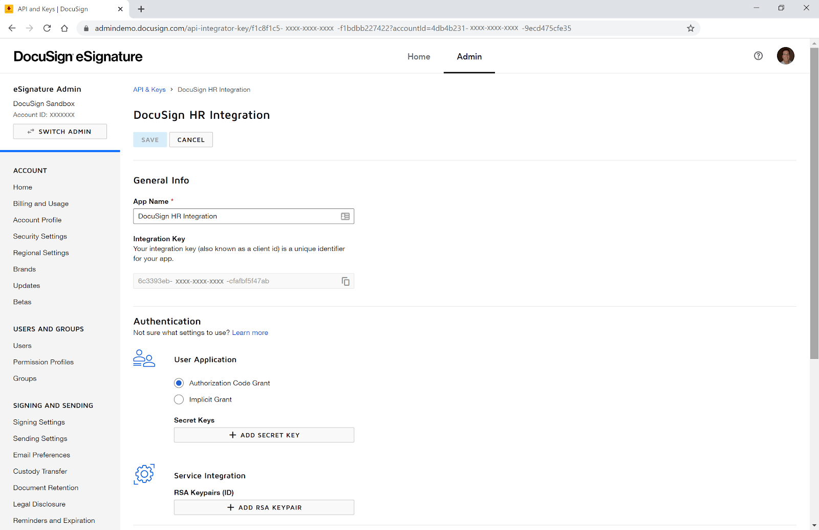 Configure your app | DocuSign