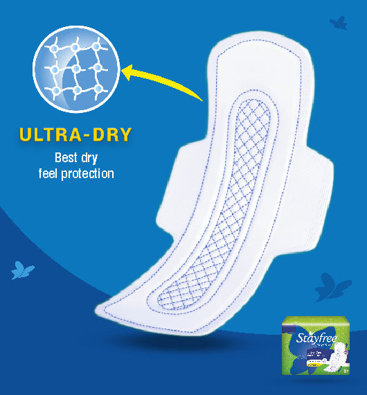 Stayfree® Dry-Max - Dry Cover Sanitary Pads for Day Protection