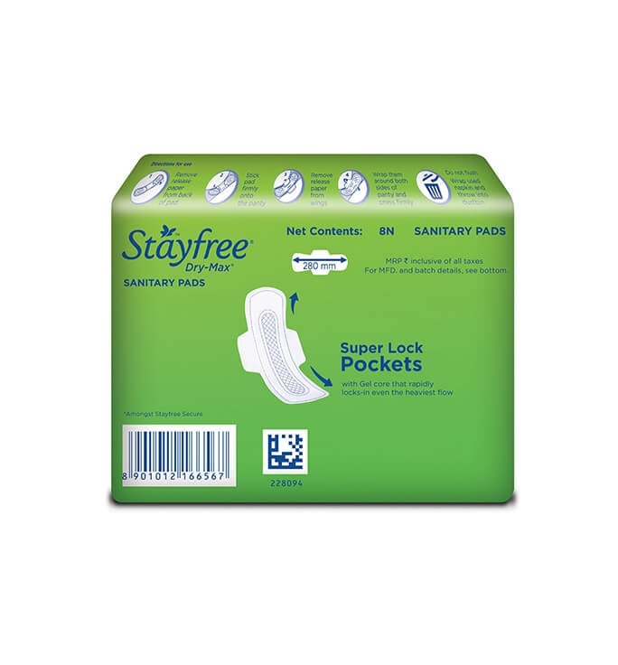 Stayfree® Dry-Max - Dry Cover Sanitary Pads for Day Protection