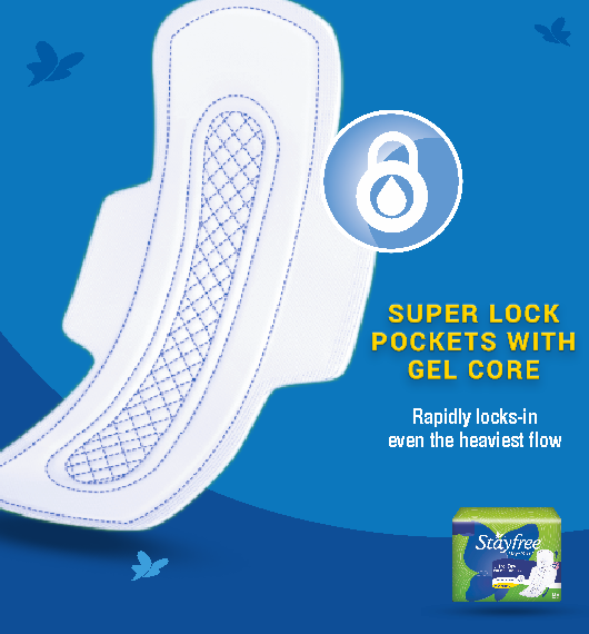 Stayfree® Dry-Max - Dry Cover Sanitary Pads for Day Protection