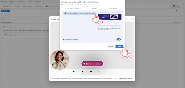 How to record and embed videos in Microsoft Outlook | Clipchamp Blog