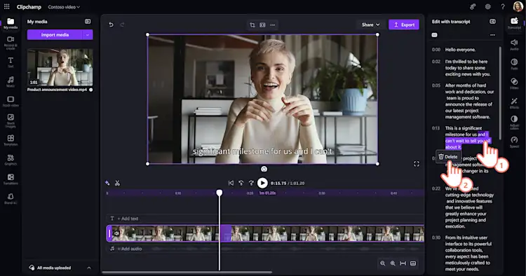 How to edit videos with AI transcript-based editing in Clipchamp | Clipchamp Blog