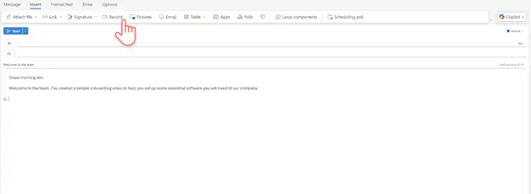 How to record and embed videos in Microsoft Outlook | Clipchamp Blog
